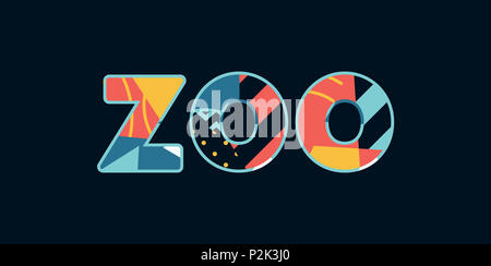The word ZOO concept written in colorful abstract typography Stock ...