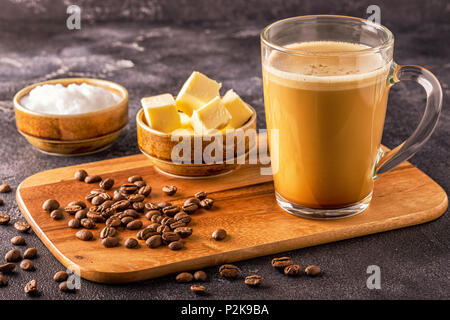 Bulletproof coffee, blended with organic butter and MCT coconut oil ...