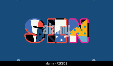 The word SIN concept written in colorful abstract typography Stock ...