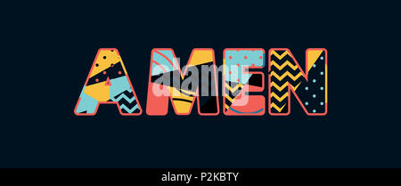 The word Amen concept and theme written in black ink on a colorful ...