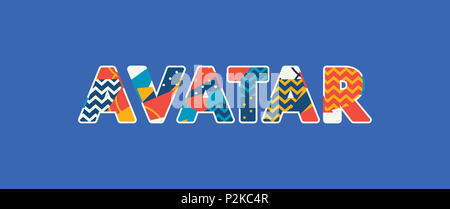 The word AVATAR concept written in colorful retro shapes and colors ...