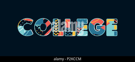 The word College concept and theme written in white tiles and isolated ...