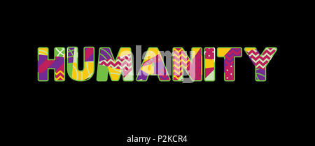 The word Humanity concept and theme written in black ink on a colorful ...
