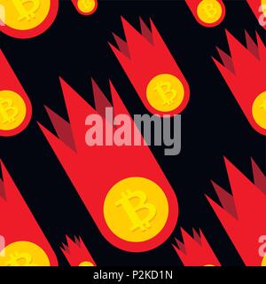Falling bitcoin price pattern. Decrease in value of crypto currency. Background Vector ...