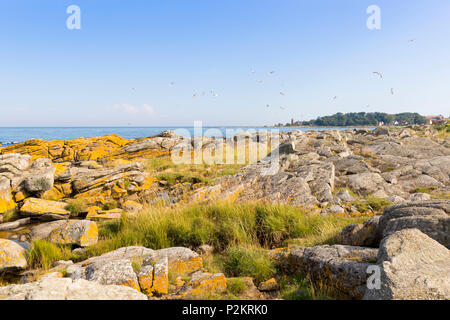 Denmark, Svaneke, lighthouse, the Baltic Sea, cloud, heaven, blue ...