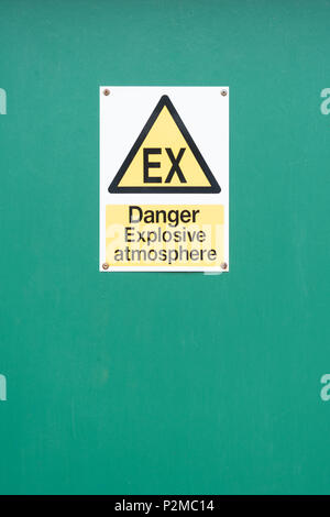 Hazard warning sign for explosive atmosphere Stock Photo - Alamy
