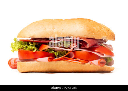sandwich with paio sausage and ham over a white background Stock Photo ...