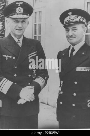 Italian Admiral Angelo Parona (1889-1977) with Karl Donitz, circa 1941 ...