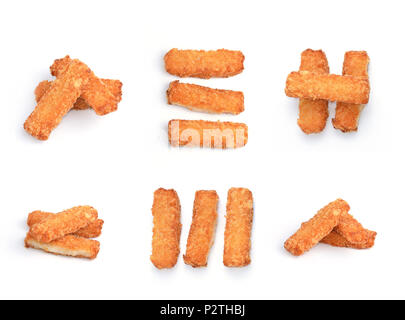 Battered fish fillet isolated over white background Stock Photo - Alamy
