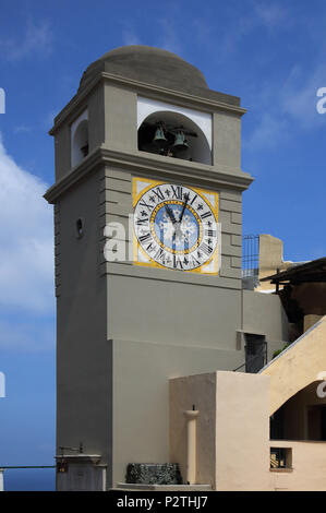 the clock tower in the centre of capri town island of capri Italy Stock ...