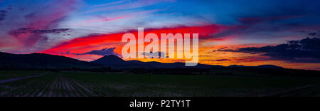 Majestic colorful sunset high resolution panoramic view, Alsace, France ...
