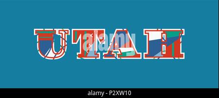 The word UTAH concept written in colorful abstract typography. Vector ...