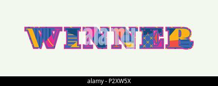 The word WINNER concept written in colorful abstract typography. Vector ...