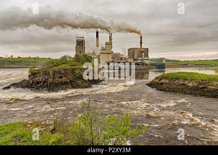 Irving Pulp and Paper mill with reversing falls flowing by on the Saint ...