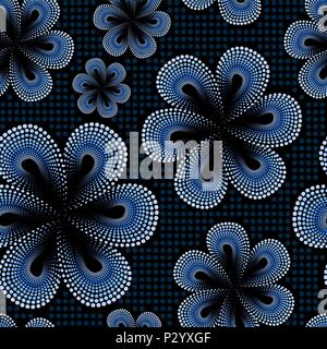 Seamless pattern with white tiare flower. Dots, doted pattern. Monoi ...