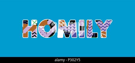 The word HOMILY concept written in colorful abstract typography. Vector ...