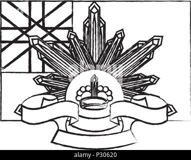 Anzac day design with The Rising Sun Badge and poppy flowers over white ...