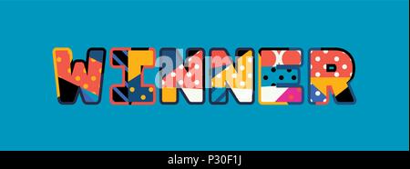 The word WINNER concept written in colorful abstract typography. Vector ...