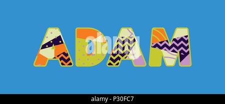 The name ADAM concept and theme written in white tiles and isolated ...