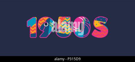 The word 1950s concept written in colorful retro shapes and colors ...