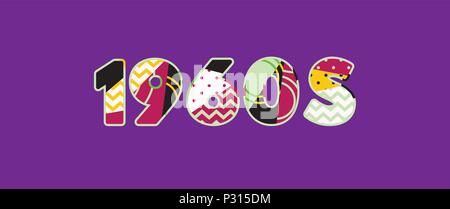The word 1960s concept written in colorful abstract typography. Vector ...
