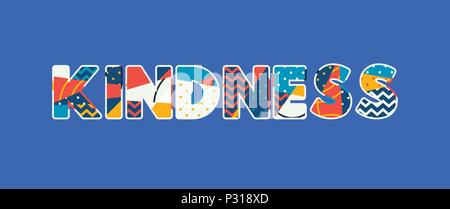 The word KINDNESS concept written in colorful abstract typography ...