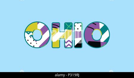 The word OHIO concept written in colorful abstract typography. Vector ...