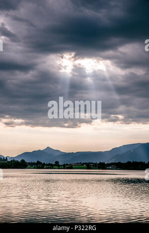 Landscape panorama, Walchsee, lake, Koessen, Tyrol, spring, hike Stock ...