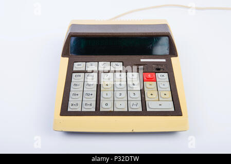 old vintage electronic calculator with russian keyboard from soviet ...