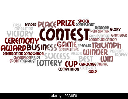 Contest, word cloud concept on white background Stock Photo - Alamy