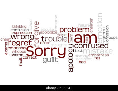 I am Sorry, word cloud concept on white background Stock Photo - Alamy
