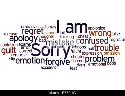 I am Sorry, word cloud concept on white background Stock Photo - Alamy