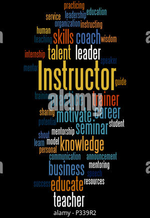 Instructor, word cloud concept on black background Stock Photo - Alamy