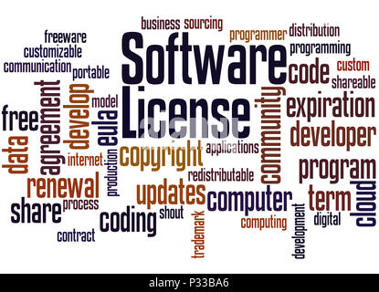 Software License, word cloud concept on black background Stock Photo - Alamy