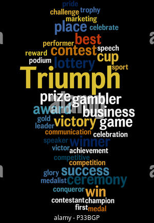 Triumph, word cloud concept on black background Stock Photo - Alamy