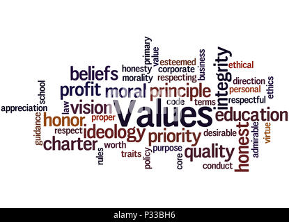 Values, word cloud concept on white background Stock Photo - Alamy