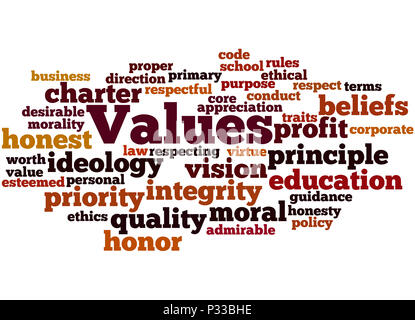 Values, word cloud concept on white background Stock Photo - Alamy
