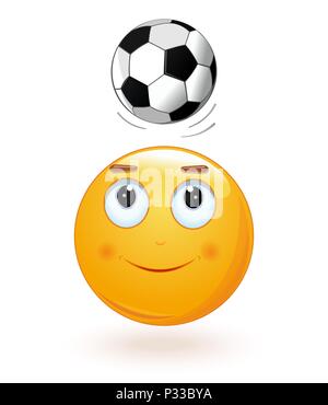 Emoji emoticon playing soccer football, kicking the ball Stock Vector ...