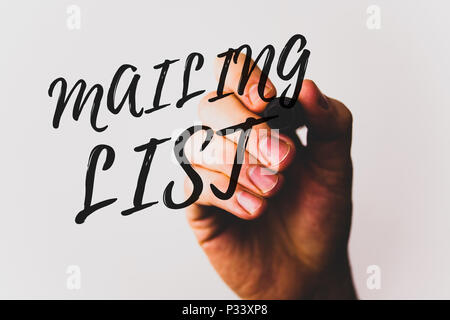 Text sign showing Mailing List. Internet Concept list of people who ...