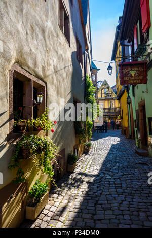 Beautiful countryside of Alsace region- famous "vine route" in France ...