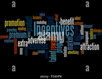 Incentives, word cloud concept on white background Stock Photo ...