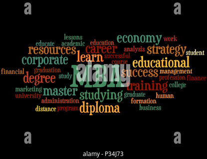 MBA, word cloud concept on white background Stock Photo - Alamy