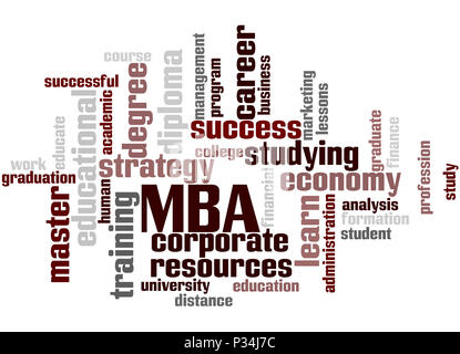 MBA, word cloud concept on black background Stock Photo - Alamy