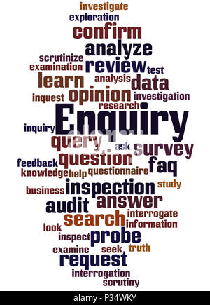 Enquiry, word cloud concept on white background Stock Photo - Alamy