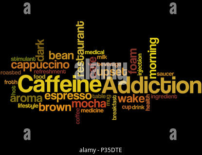 Caffeine addiction, word cloud concept on black background Stock Photo ...