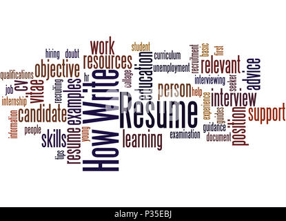 How write resume, word cloud concept on white background Stock Photo ...
