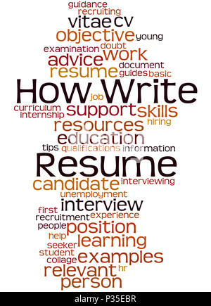 How write resume, word cloud concept on white background Stock Photo ...