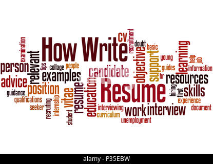 How write resume, word cloud concept on white background Stock Photo ...