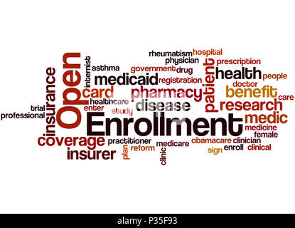 Open enrollment word cloud concept Stock Photo - Alamy