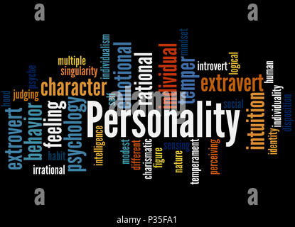 Personality, word cloud concept on black background Stock Photo - Alamy